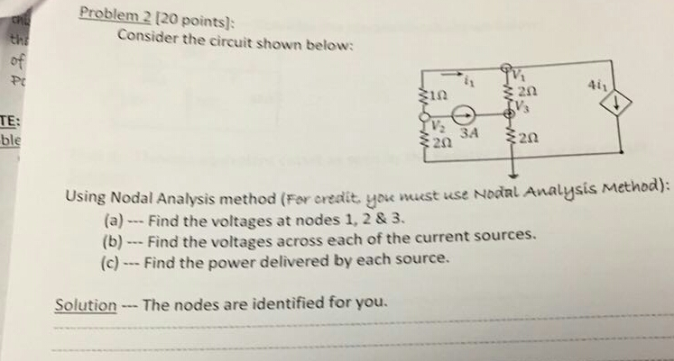 Solved Consider the circuit shown below: Using Nodal | Chegg.com