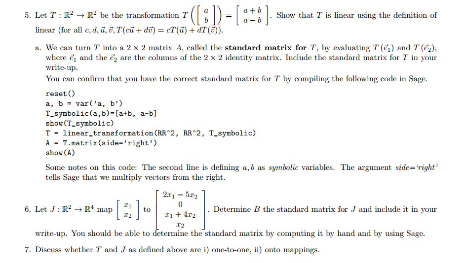 Solved Let T: R^2 rightarrow R^2 be the transformation T([a | Chegg.com