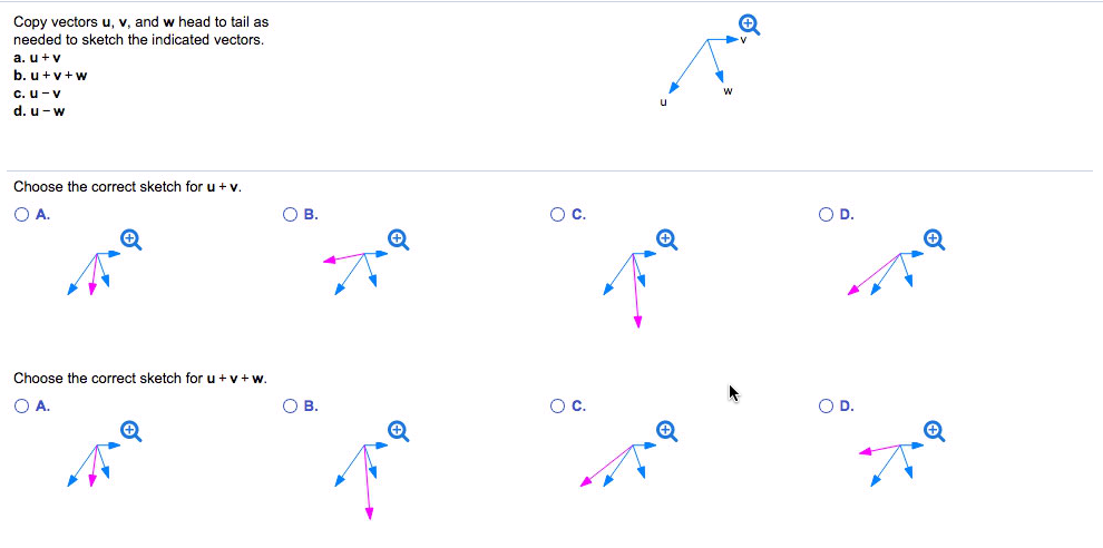 Solved Copy vectors u, v, and w head to tail as needed to | Chegg.com