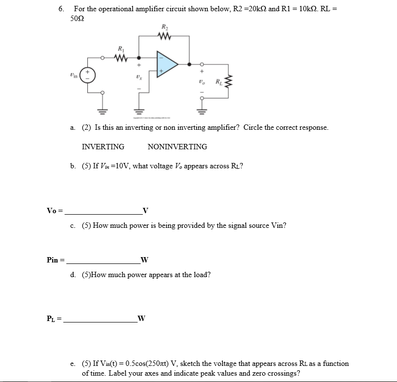 Solved For the operational amplifier circuit shown below, R2 | Chegg.com