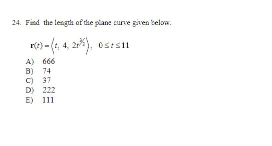 Solved 24. Find the length of the plane curve given below. | Chegg.com