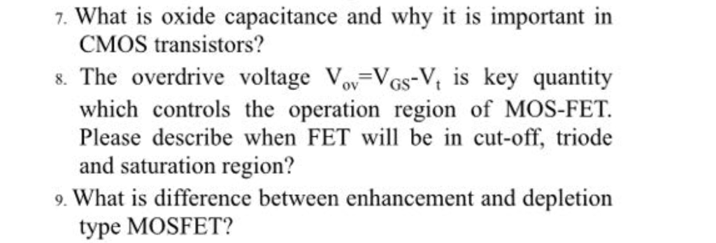 Solved 7. What is oxide capacitance and why it is important | Chegg.com