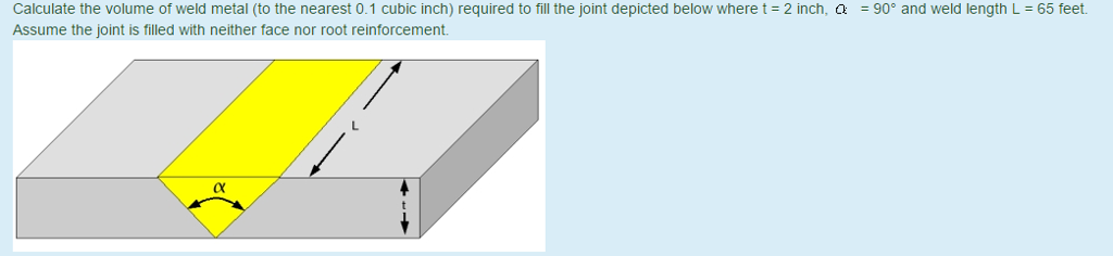 Solved Calculate the volume of weld metal (to the nearest | Chegg.com
