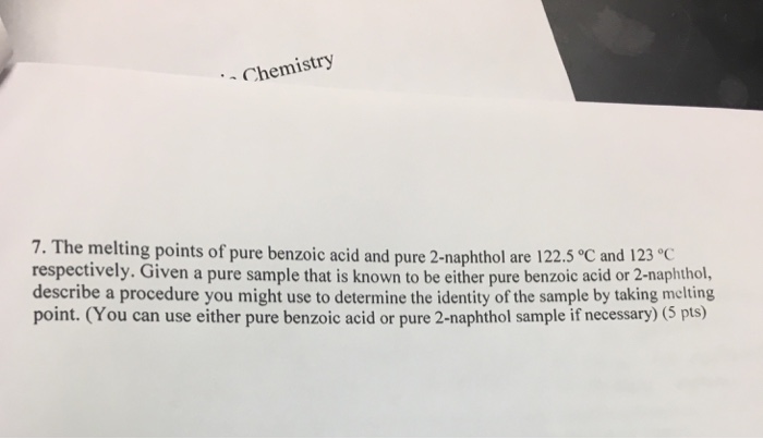 Solved The melting points of pure benzoic acid and pure | Chegg.com