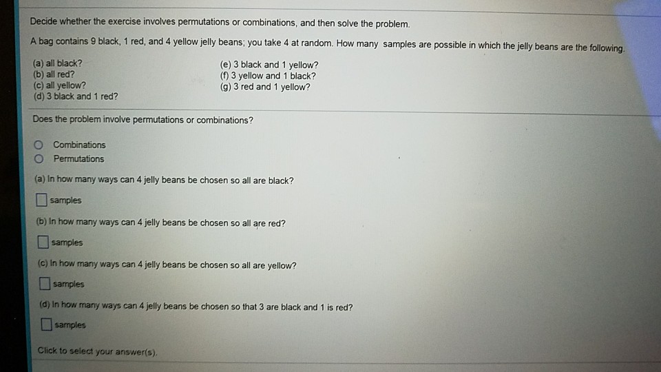 Solved Decide whether the exercise involves permutations or | Chegg.com