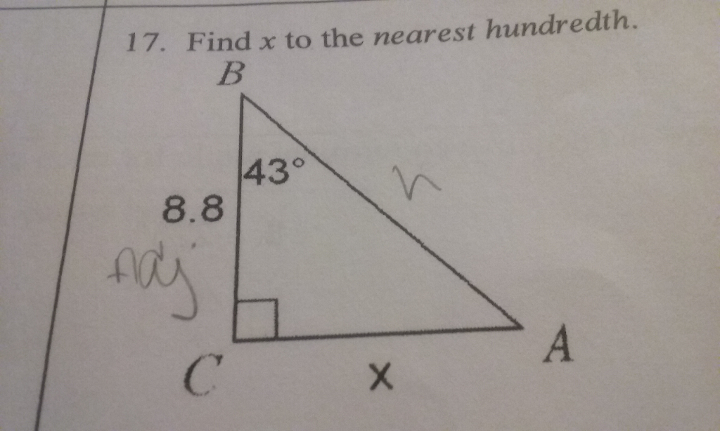 Solved 17. Find x to the nearest hundredth. 8.8 | Chegg.com