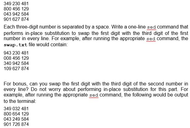 Solved Using Sed For Help Using Sed You May Find The 6699