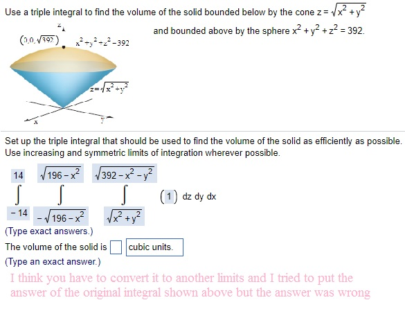 Solved Use a triple integral to find the volume of the solid | Chegg.com
