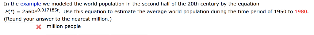 Solved In the example we modeled the world population in the | Chegg.com