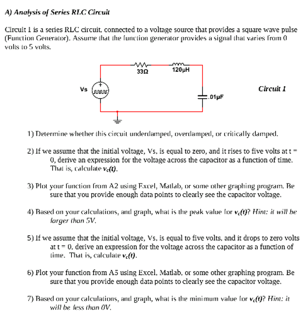 Solved Analysis of Series RLC Circuit Circuit I is a series | Chegg.com