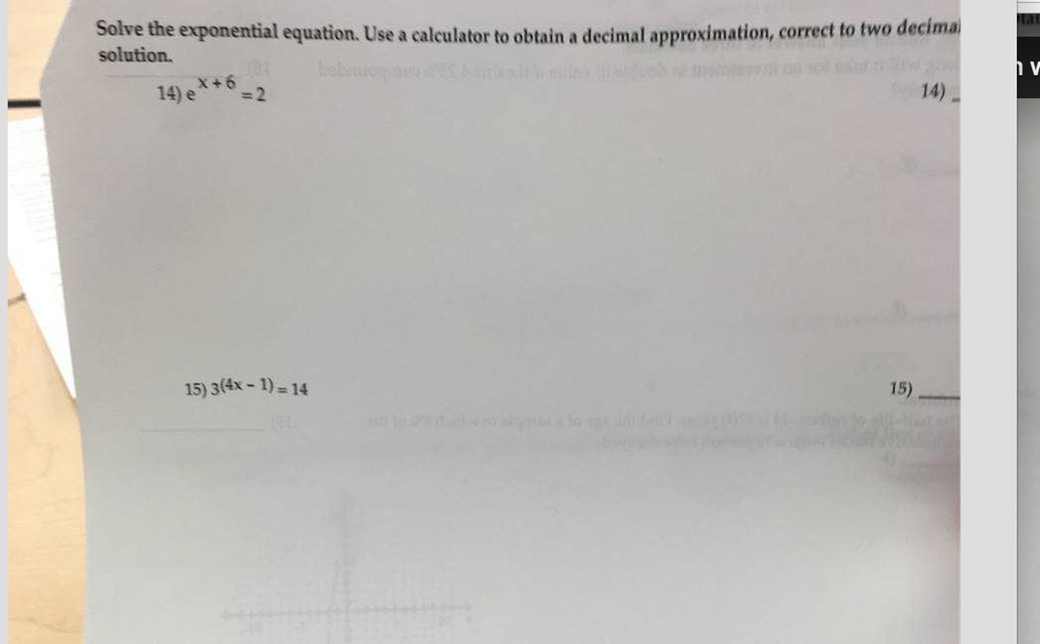 Solved Solve the exponential equation. Use a calculator to | Chegg.com
