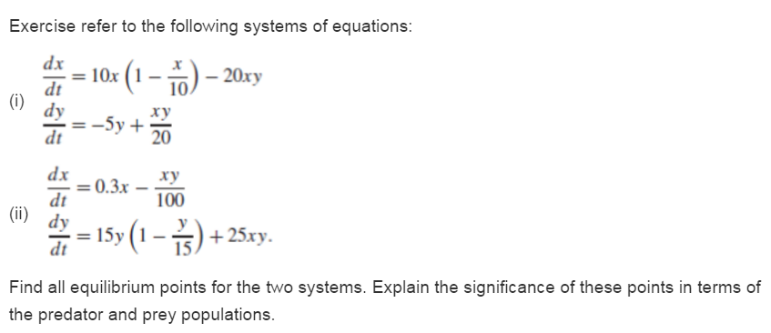 Solved Exercise refer to the following systems of equations: | Chegg.com