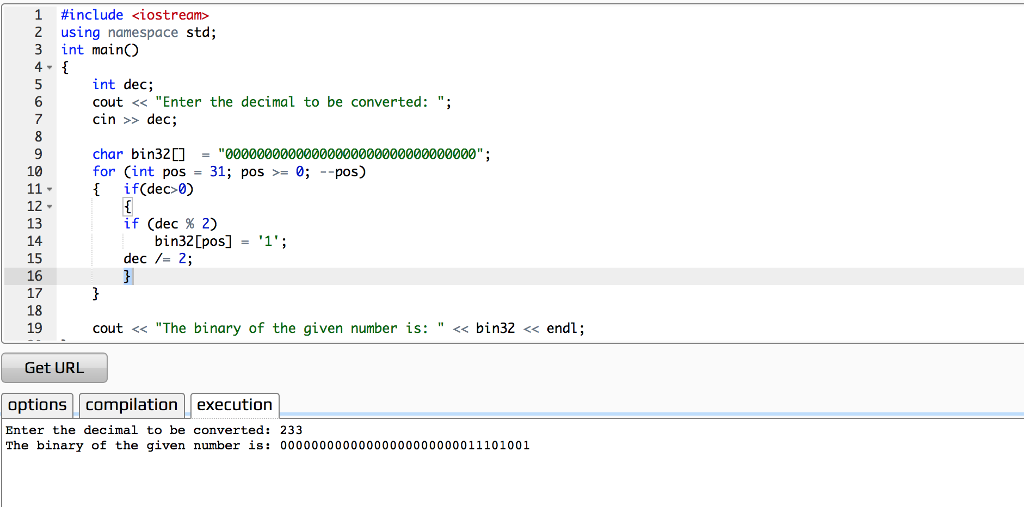 Solved #include 2 using namespace std; 3 int mainO int dec; | Chegg.com