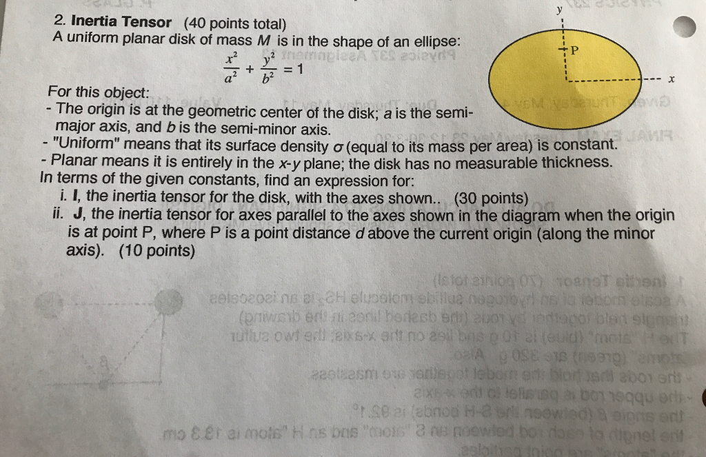 Intertia Tensor A uniform planar disk of mass M is | Chegg.com