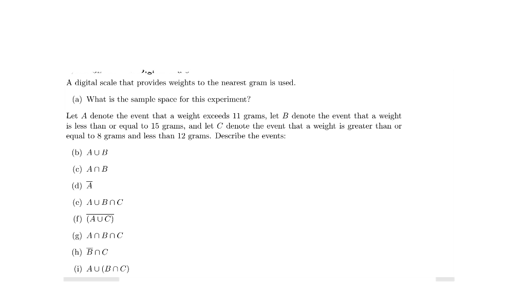 Solved A digital scale that provides weights to the nearest | Chegg.com