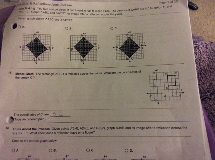 Solved Mental Math The rectangle ABCD is reflected across | Chegg.com