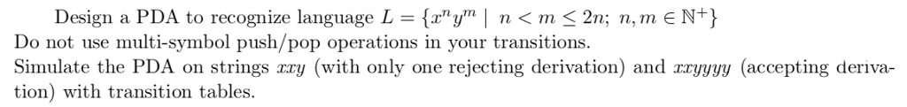 Design a PDA to recognize language L-(r"y" | n