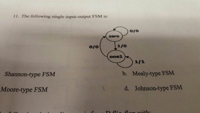 Solved 11. The following single input-output FSM is: o/o | Chegg.com