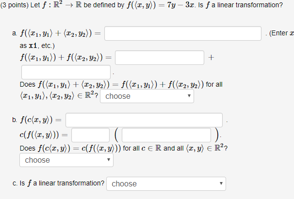 Solved (3 points) Let f R2 -R be defined by f(x, y)) -7y - | Chegg.com