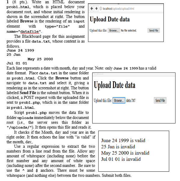 Solved 1 (6 pts.). Write an HTML document prob1.html, which | Chegg.com