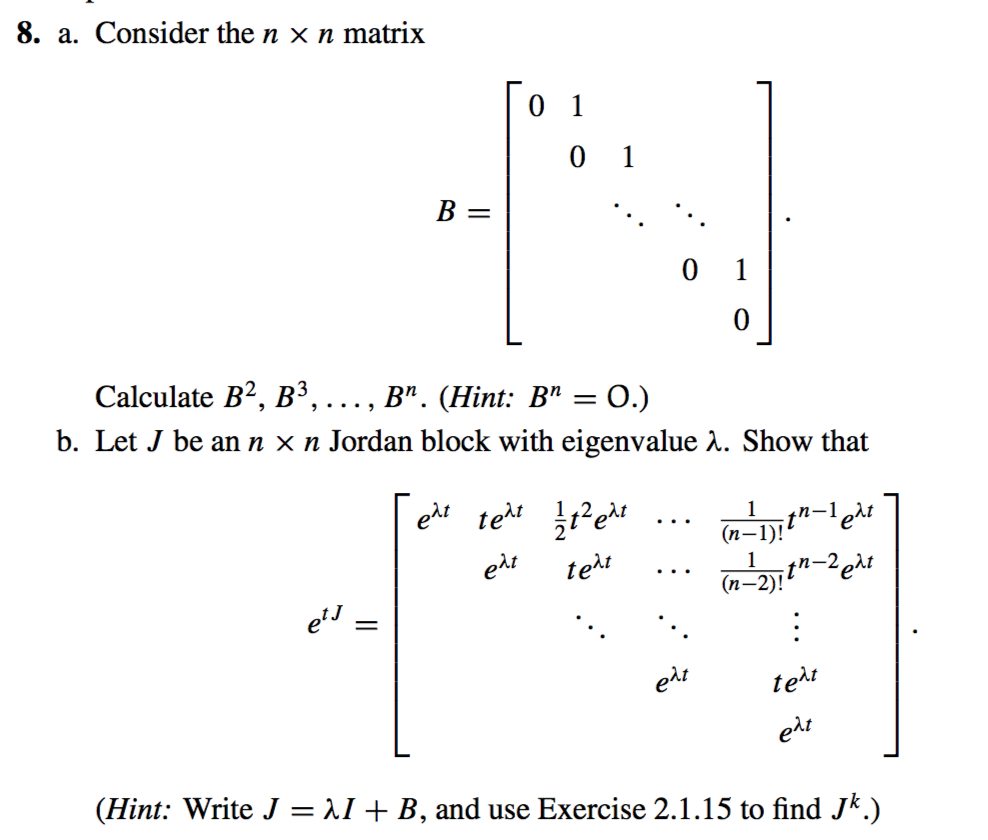 Consider the n times n matrix. Calculate | Chegg.com