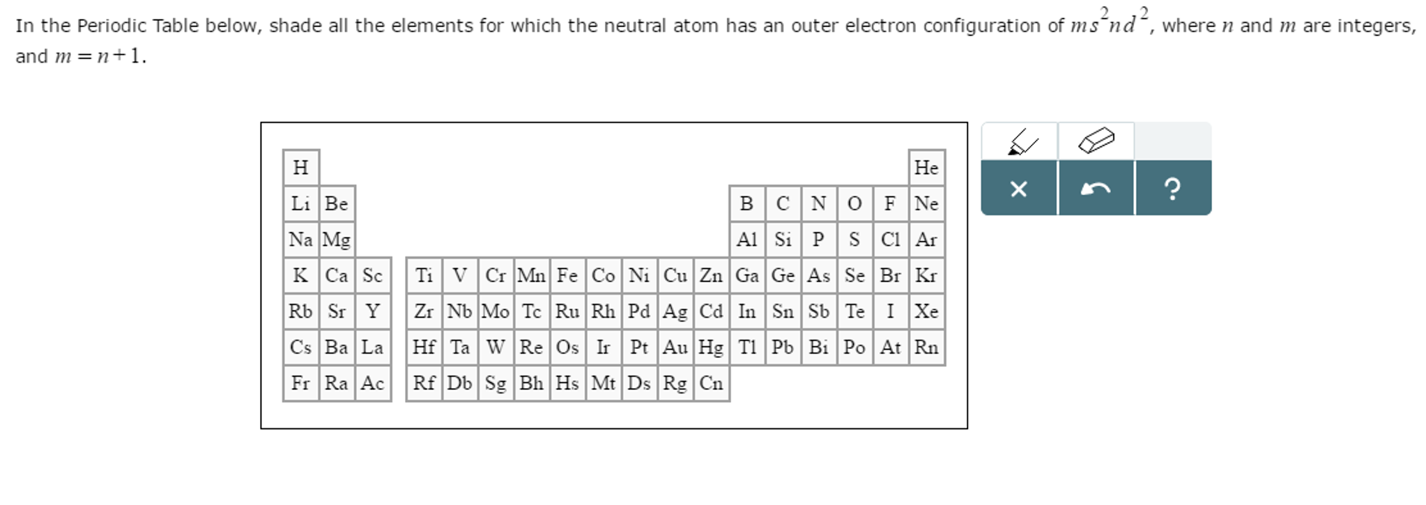Solved In the Periodic Table below, shade all the elements | Chegg.com