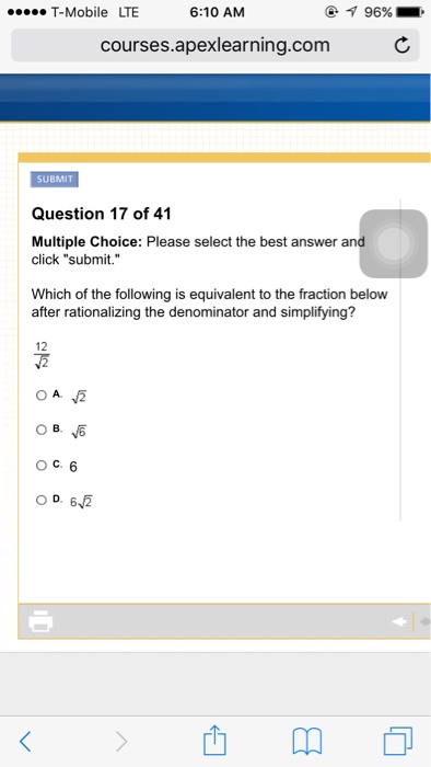 Solved T-Mobile LTE 6:10 AM courses.apexlearning.com SUBMIT | Chegg.com