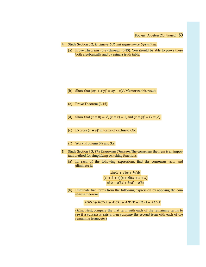 Solved Boolean Algebra (Continued) 61 Study Guide Study | Chegg.com