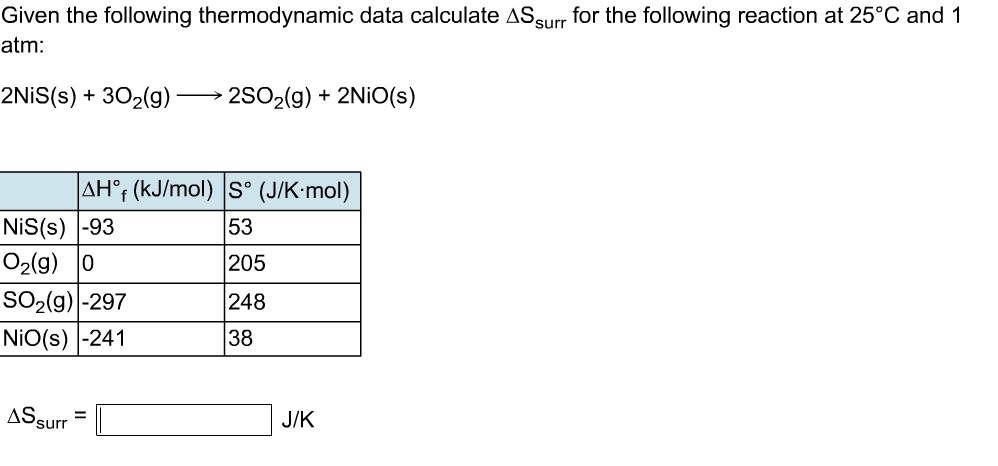Solved Given the following thermodynamic data calculate | Chegg.com