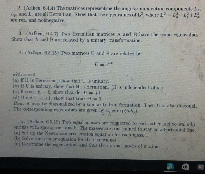 Solved The matrices representing the angular momentum | Chegg.com