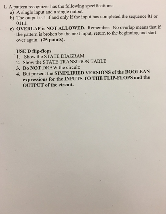 A pattern recognizer has the following | Chegg.com