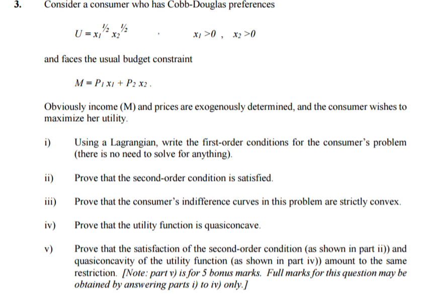 Solved Consider a consumer who has Cobb-Douglas preferences | Chegg.com