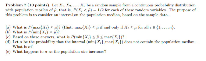 Solved Problem 7 10 points) Let Xi,X2,...Xn be a random | Chegg.com