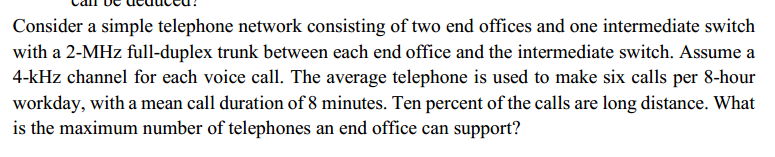 Solved Consider a simple telephone network consisting of two | Chegg.com