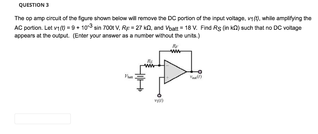 Solved QUESTION 3 The op amp circuit of the figure shown | Chegg.com