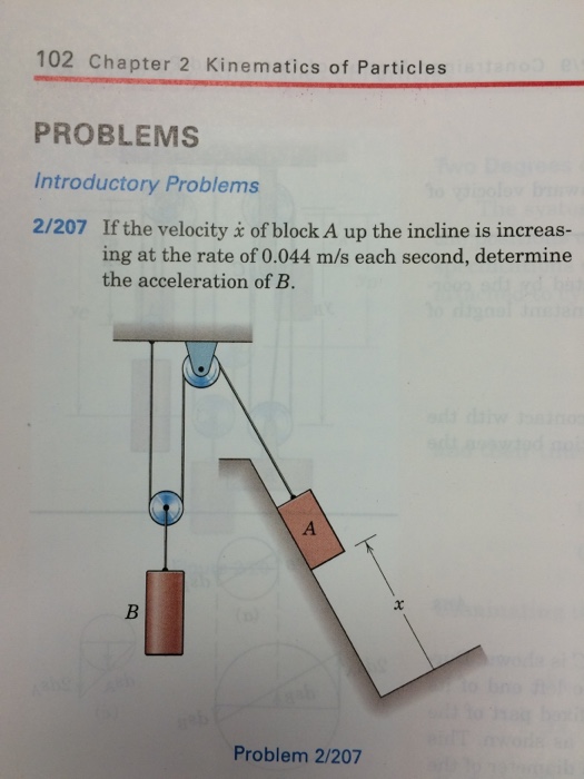 Solved If the velocity x of block A up the incline is | Chegg.com