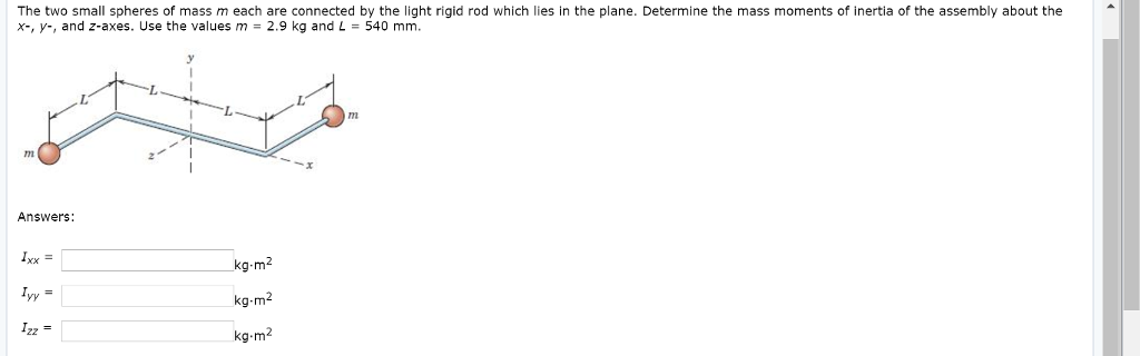Solved The two small spheres of mass m each are connected by | Chegg.com