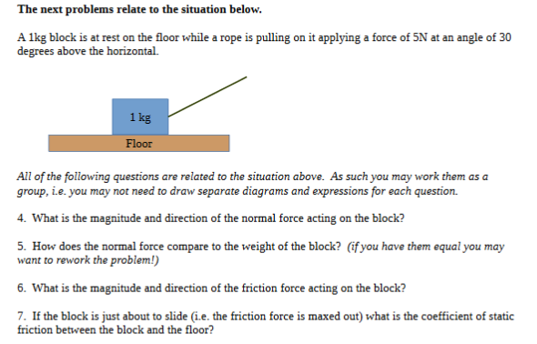 Solved A 1kg block is at rest on the floor while a rope is | Chegg.com