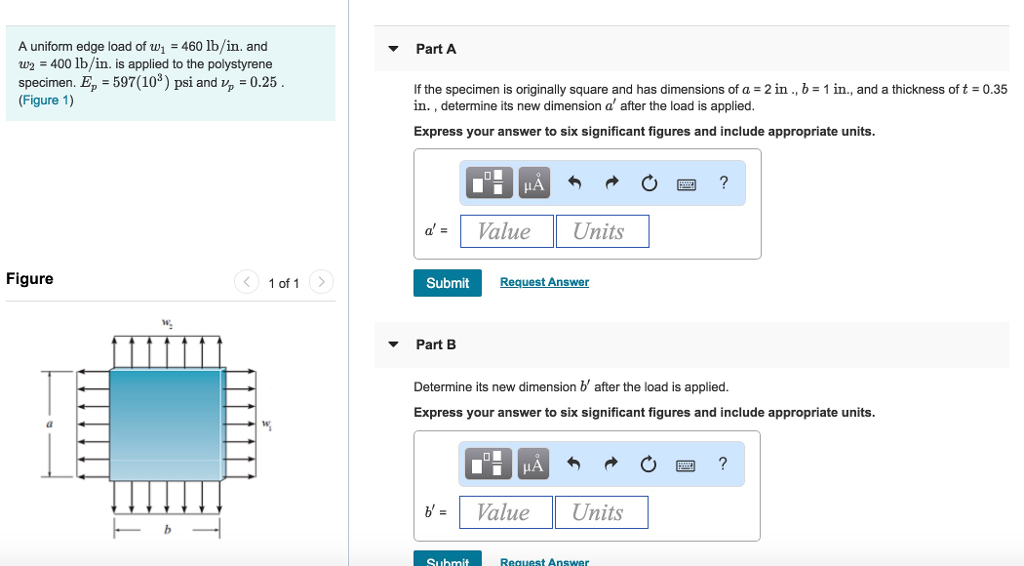 Solved A uniform edge load of w 460 lb/in. and 2 400 lb/in. | Chegg.com