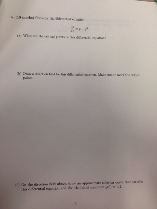 Solved Consider the differential equation: dy/dx = y - y^3 | Chegg.com