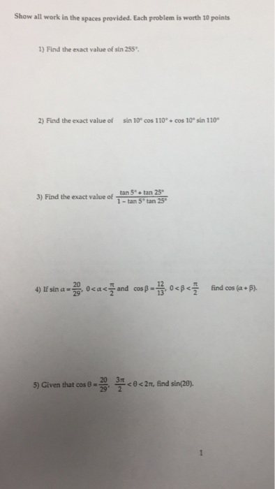 Solved Find the exact value of sin 255 degree. Find the | Chegg.com