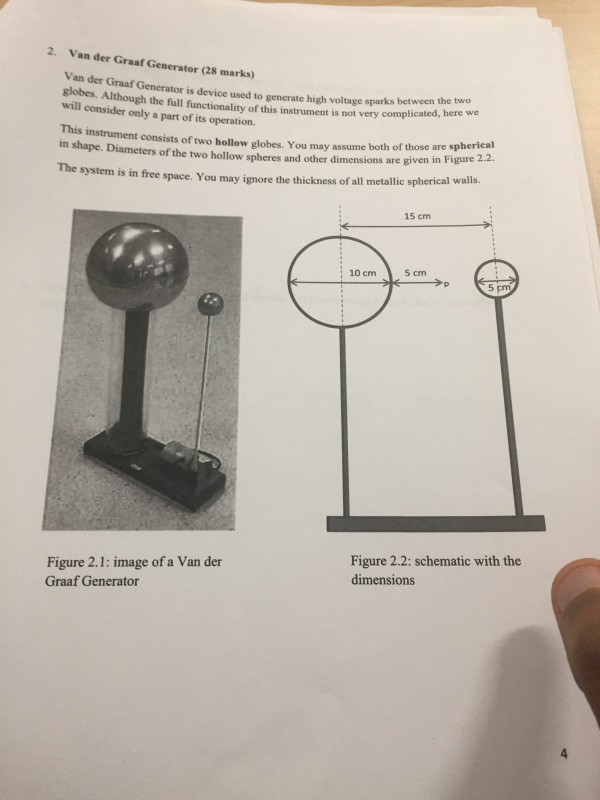Solved 2. Van der Graaf Generator (28 marks) Van der Graaf | Chegg.com