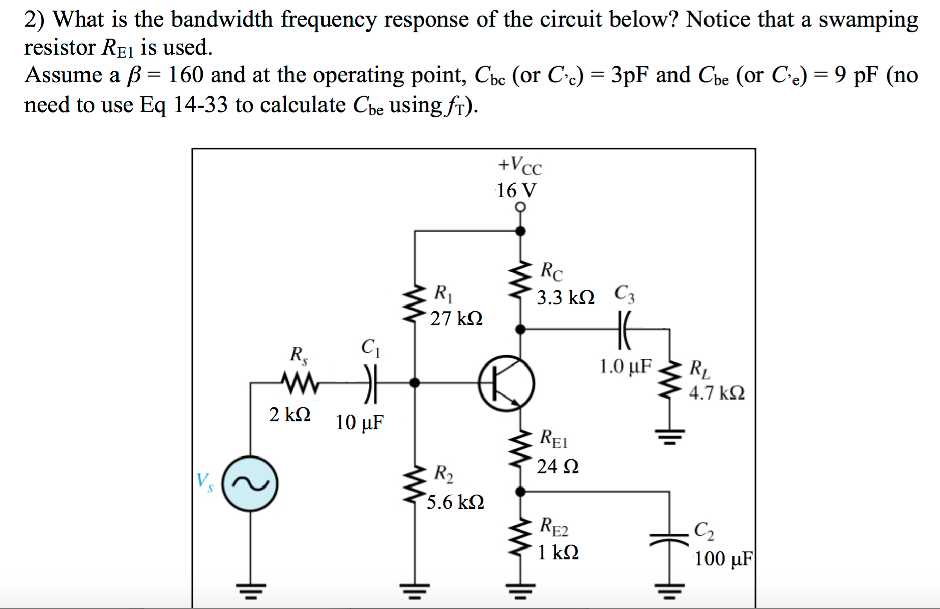 Solved What is the bandwidth frequency response of the | Chegg.com