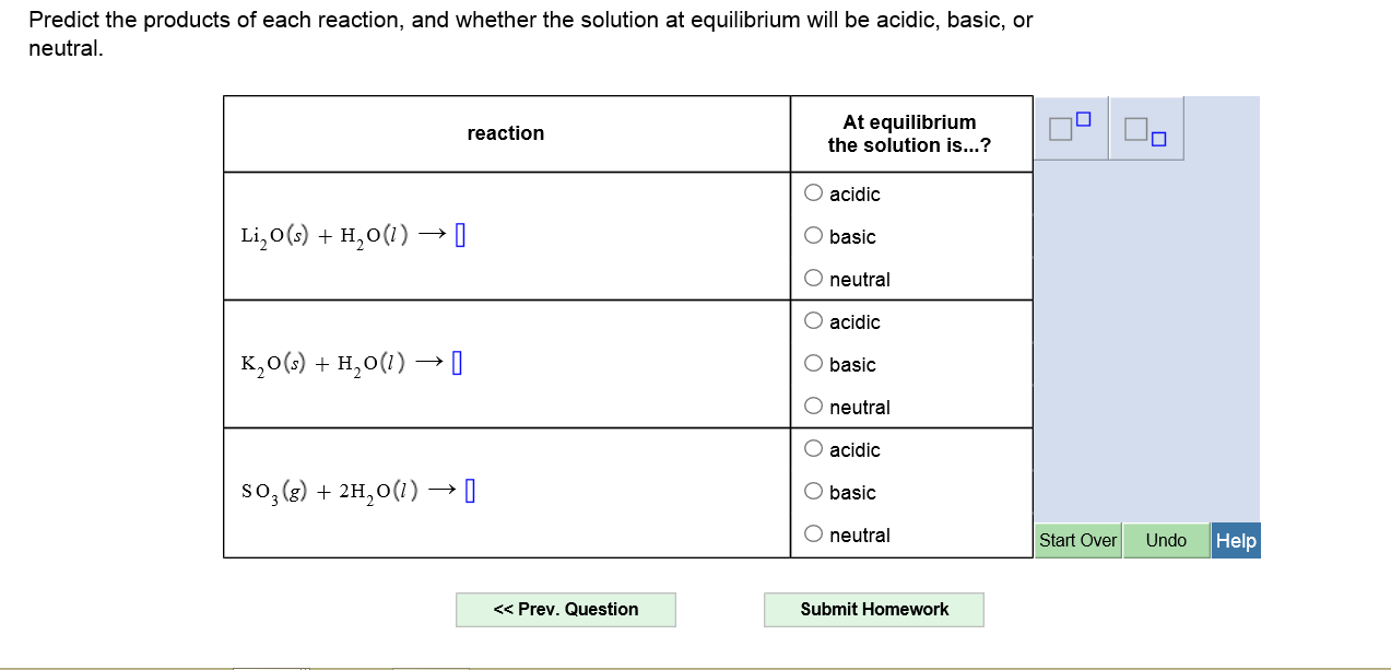 Solved Predict the products of each reaction, and whether | Chegg.com