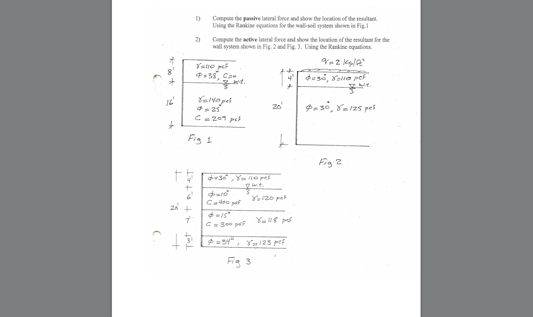 Compute the passive lateral force and show the | Chegg.com