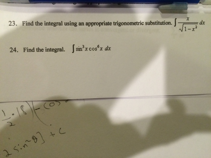 Solved Find the integral using an appropriate trigonometric | Chegg.com