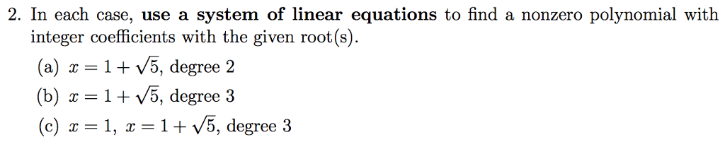 Solved In each case, use a system of linear equations to | Chegg.com