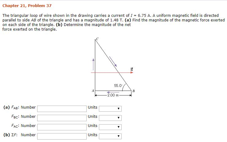 Solved Chapter 21, Problem 37 The triangular loop of wire | Chegg.com