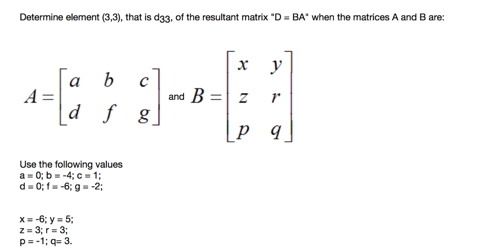 Solved Determine element (3, 3), that is d_33, of the | Chegg.com
