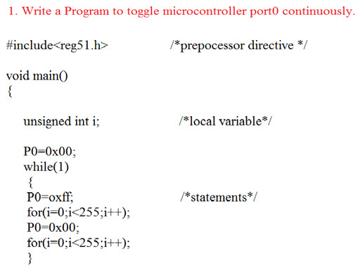 Solved 1. Write a Program to toggle microcontroller port0 | Chegg.com